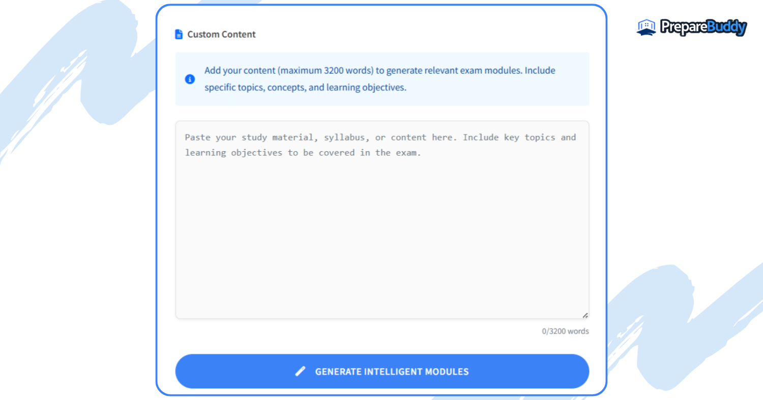 Create Custom Exams with PrepareBuddy’s Content Module